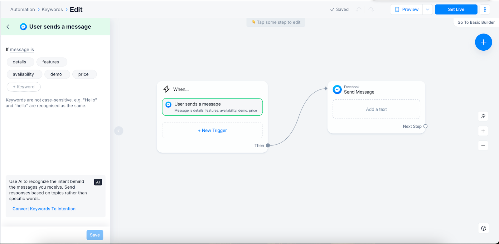 How to use Keywords Trigger in Manychat – Manychat Help