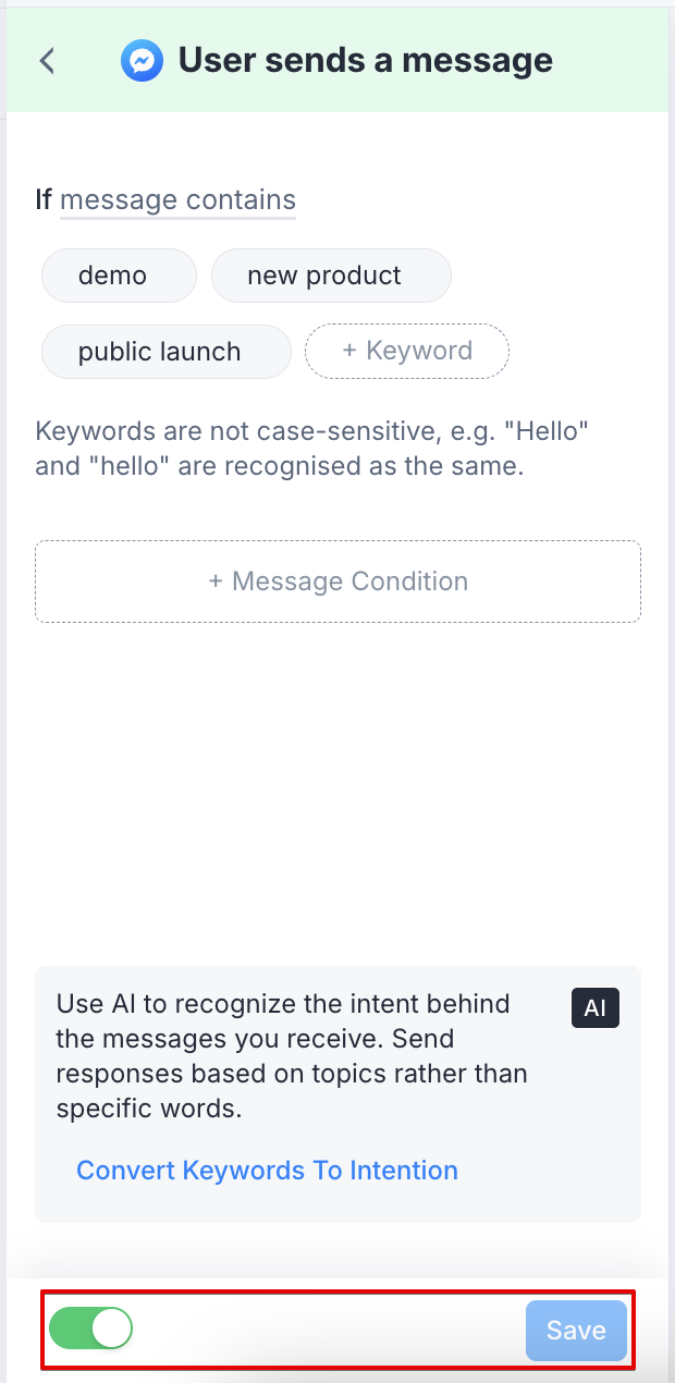 How to use Keywords Trigger in Manychat – Manychat Help